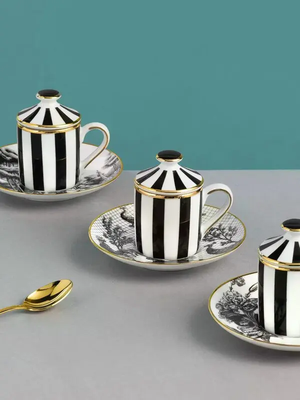 SIMONE GUIDARELLI HOME Tangerine Garden Striped Espresso Cup Set