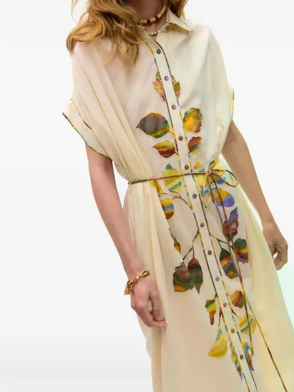 Carolina K Printed Button-up Midi Shirt Dress