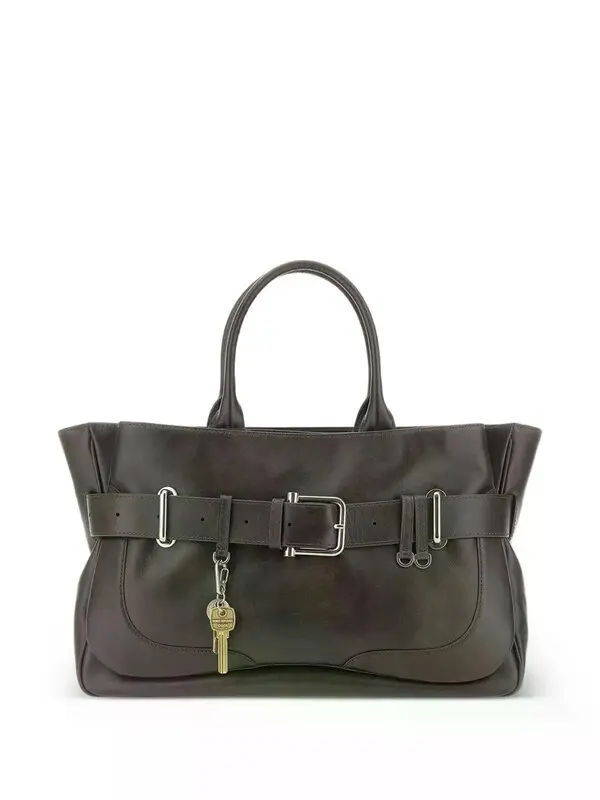 OSOI Buckle Charm Leather Tote Bag - Brown