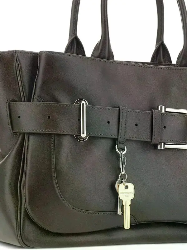 OSOI Buckle Charm Leather Tote Bag - Brown