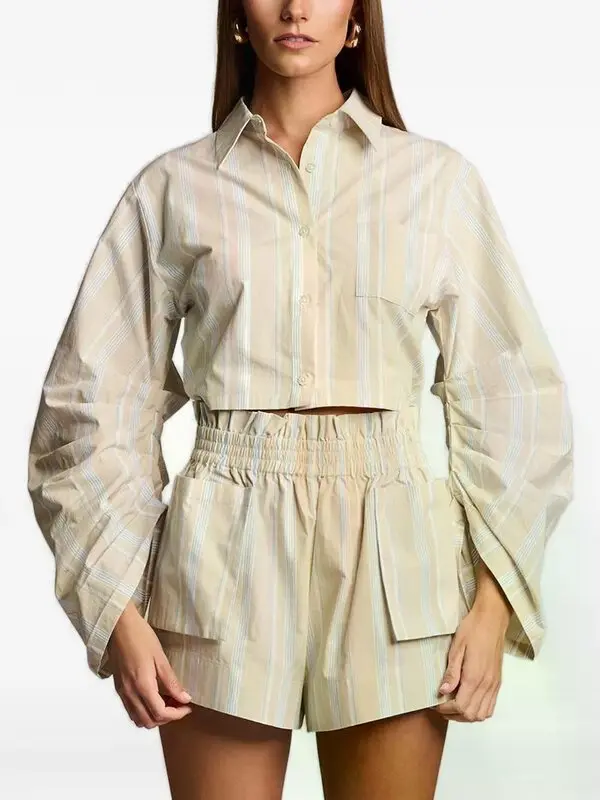 HEVRON Striped Cropped Shirt - Neutrals