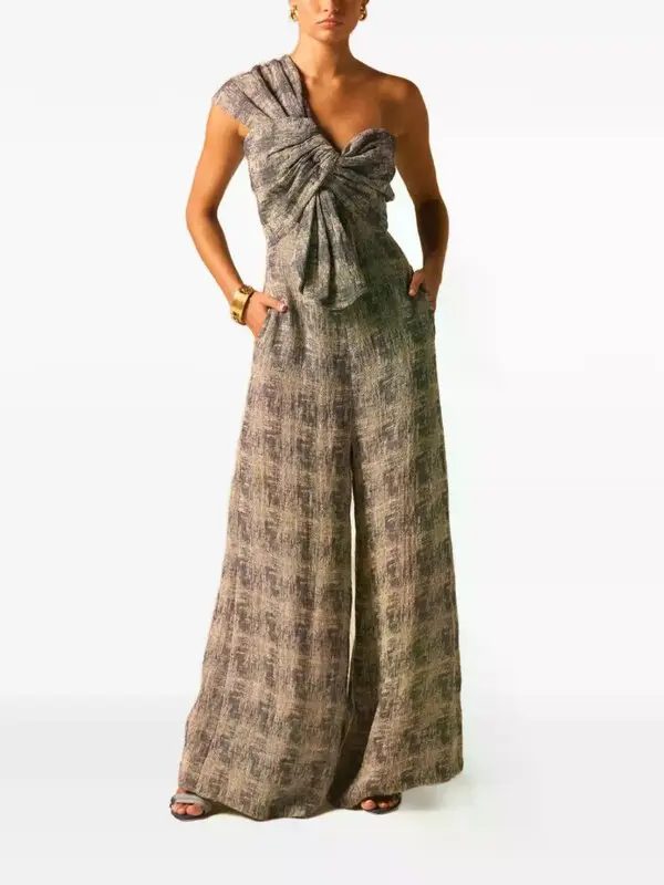 JBQ Eden One-shoulder Linen Jumpsuit - Blue