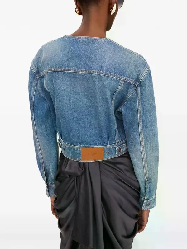 Chloé Collarless Denim Jacket - Blue
