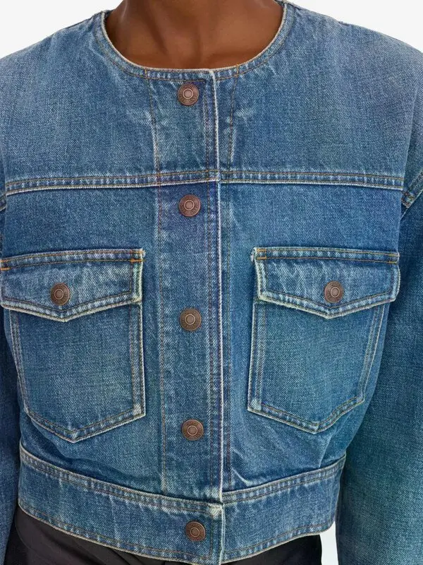 Chloé Collarless Denim Jacket - Blue