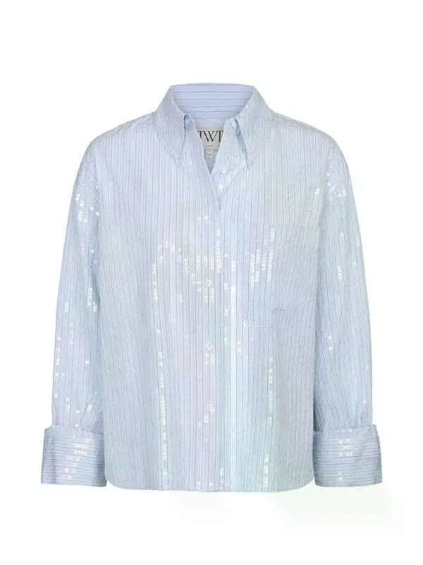 TWP Sequin-embellished Striped Shirt