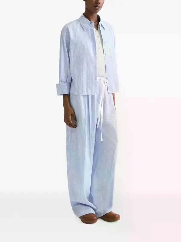 TWP Sequin-embellished Striped Shirt
