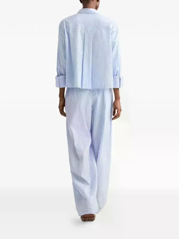 TWP Sequin-embellished Striped Shirt