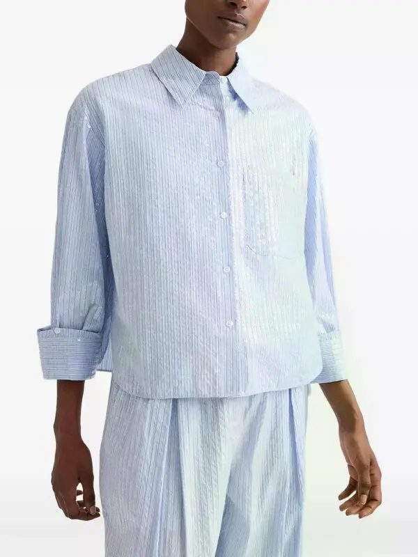 TWP Sequin-embellished Striped Shirt