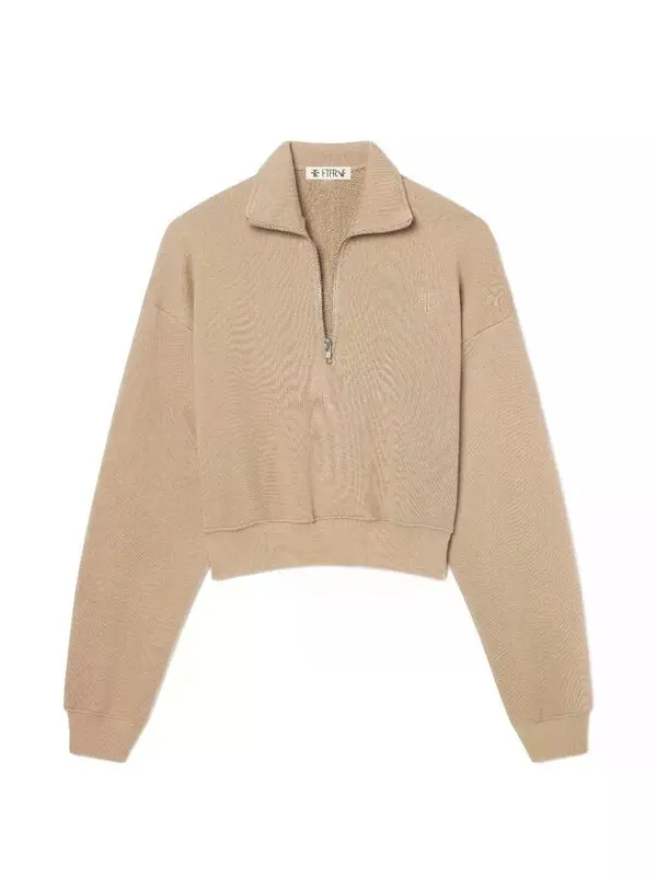 Eterne Cropped Half-zip Cotton Polo Top