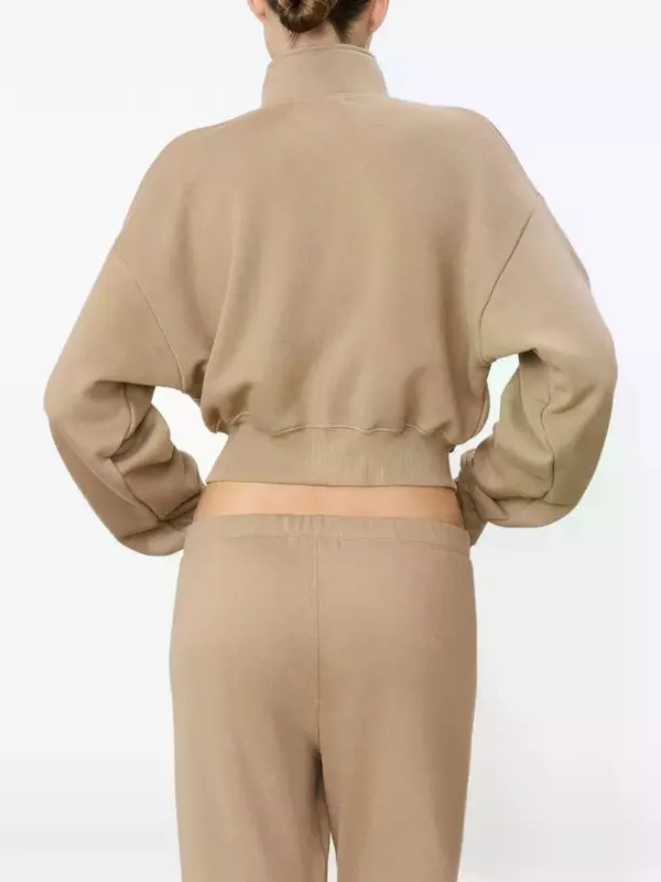 Eterne Cropped Half-zip Cotton Polo Top