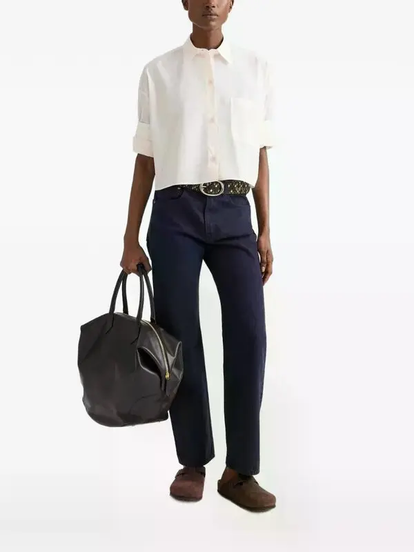 TWP Chest-pocket Cropped Shirt