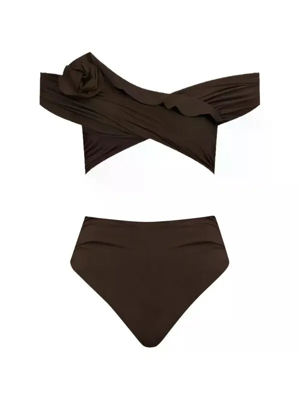 MAYGEL CORONEL Floral-detail Off-shoulder Bikini Set - Brown