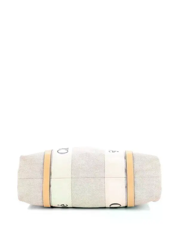 Chloé Woody Canvas With Leather Medium Tote Bag