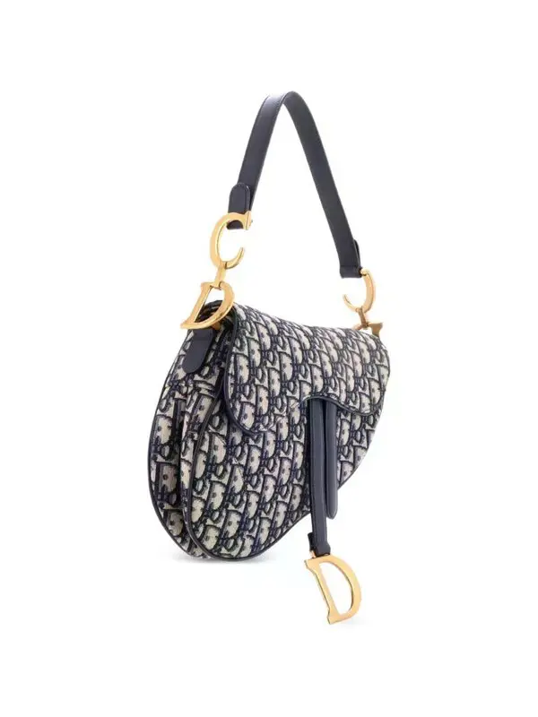 Dior Saddle Oblique Canvas Shoulder Bag - Blue