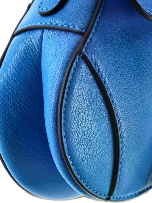 Dior Saddle Handbag Leather Micro Shoulder Bag With Strap - Blue