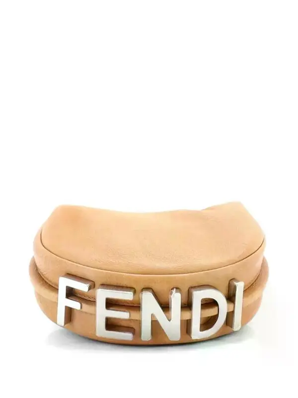Fendi Graphy Leather Nano Hobo Bag - Neutrals