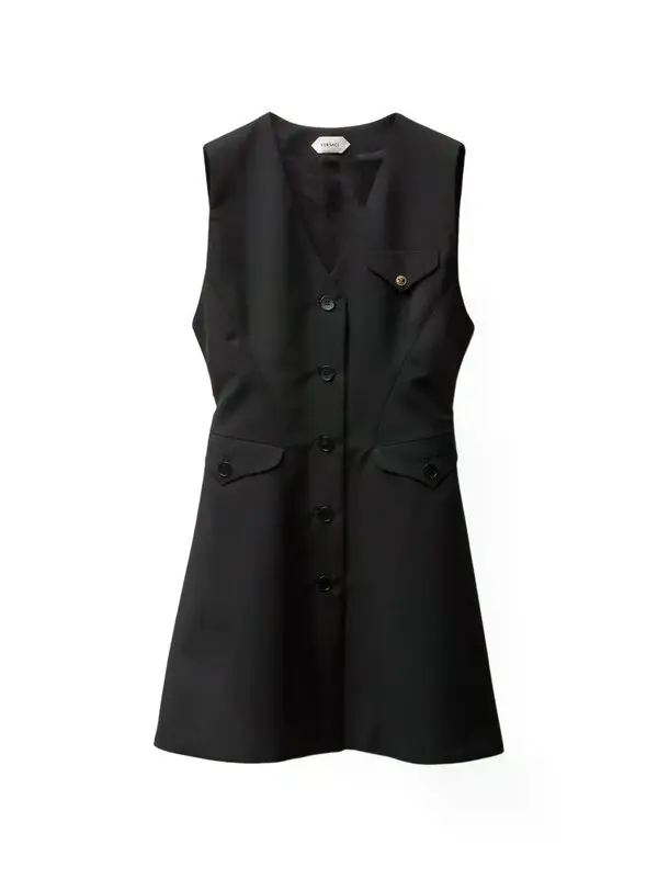 Versace Button V-neck Dress