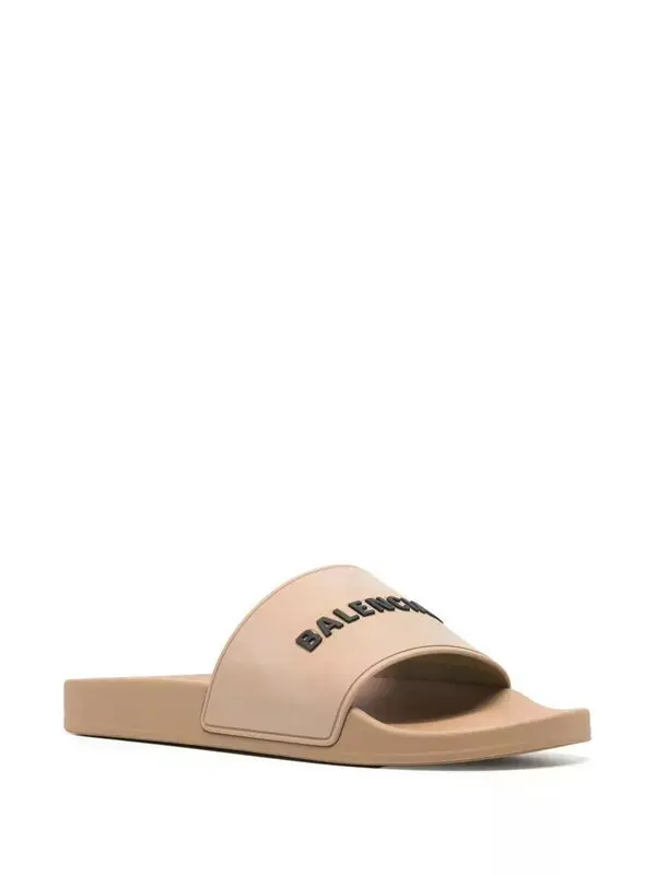 Balenciaga Logo-embossed Slides - Neutrals