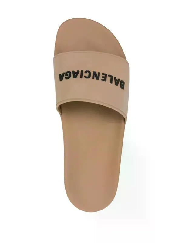 Balenciaga Logo-embossed Slides - Neutrals