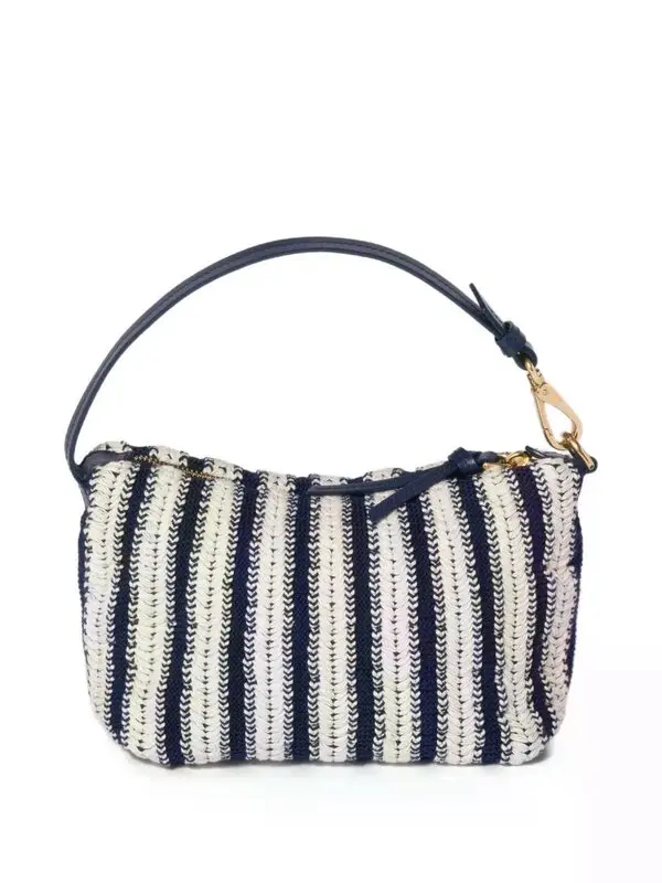 Miu Miu Crochet And Leather Pouch - Blue