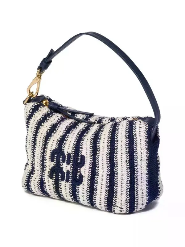 Miu Miu Crochet And Leather Pouch - Blue