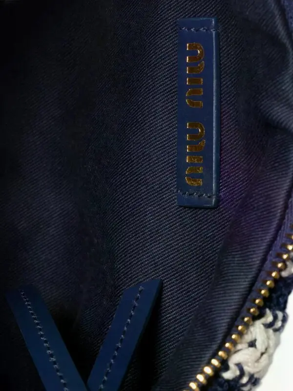 Miu Miu Crochet And Leather Pouch - Blue
