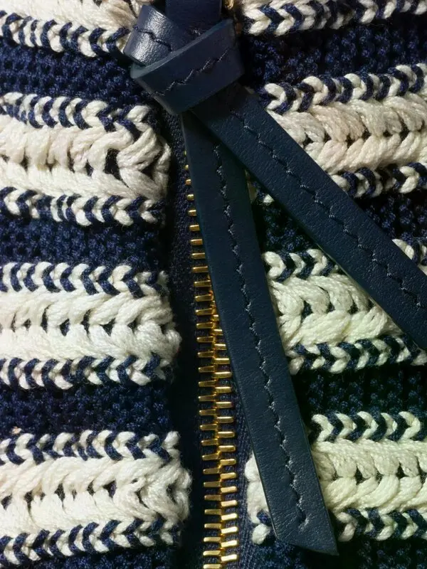 Miu Miu Crochet And Leather Pouch - Blue