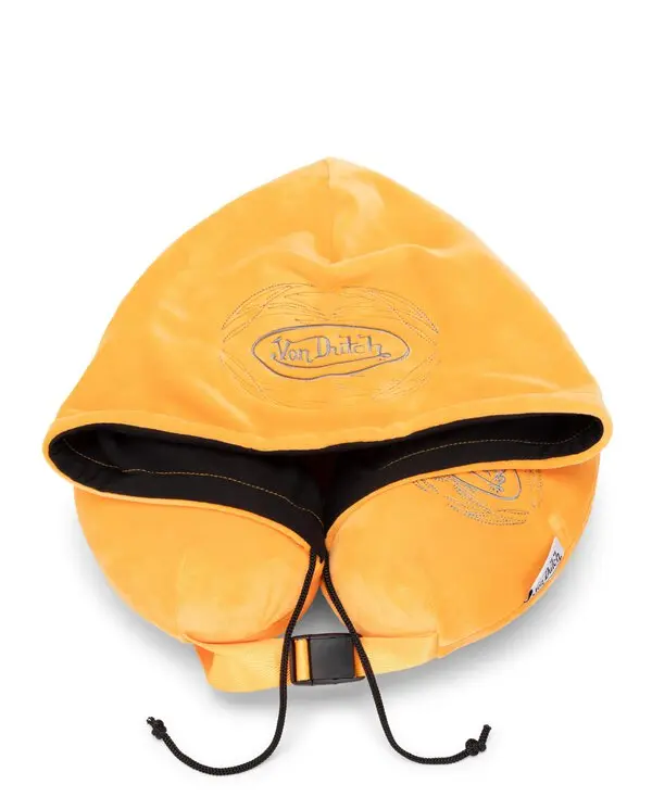 VON DUTCH Pinstripe Hooded Memory Foam Travel Neck Pillow