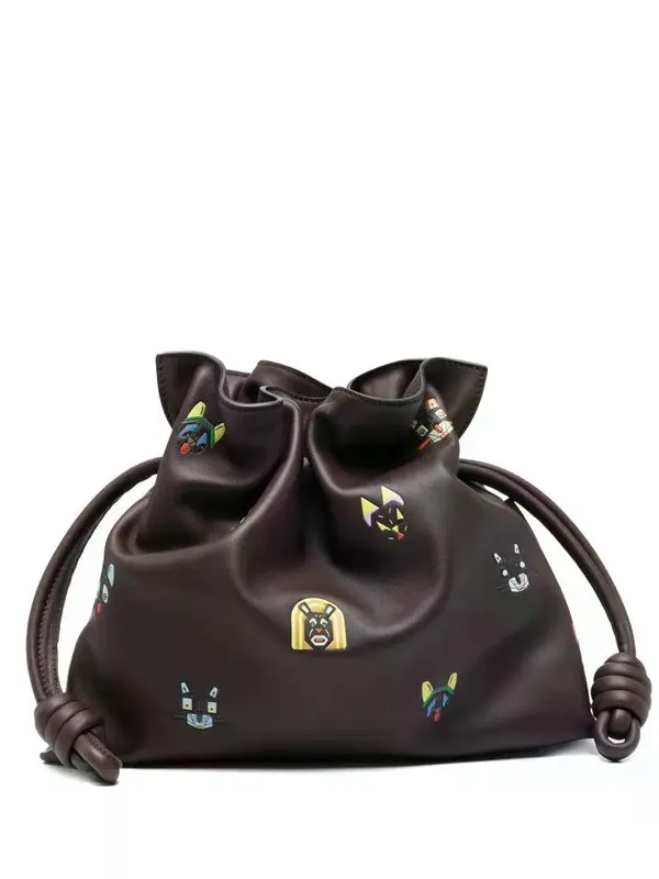 Loewe Medium Flamenco Leather Clutch Bag - Brown