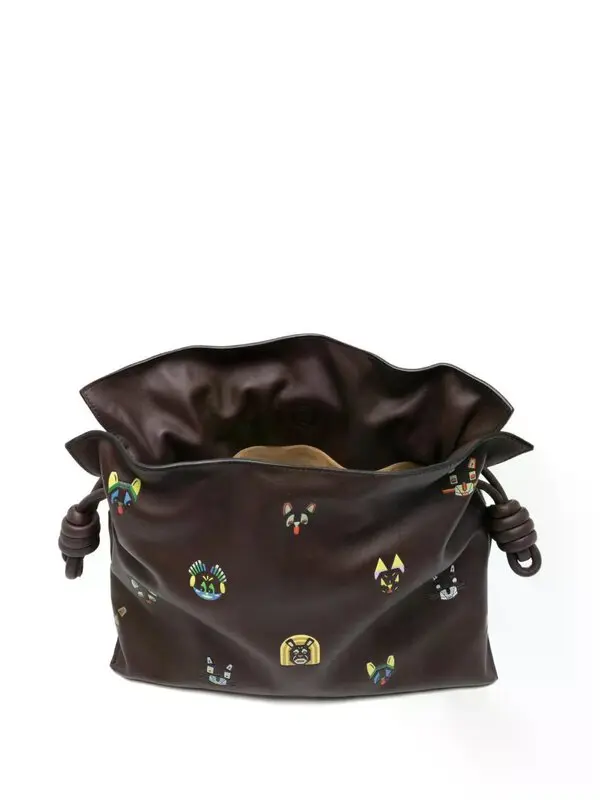 Loewe Medium Flamenco Leather Clutch Bag - Brown