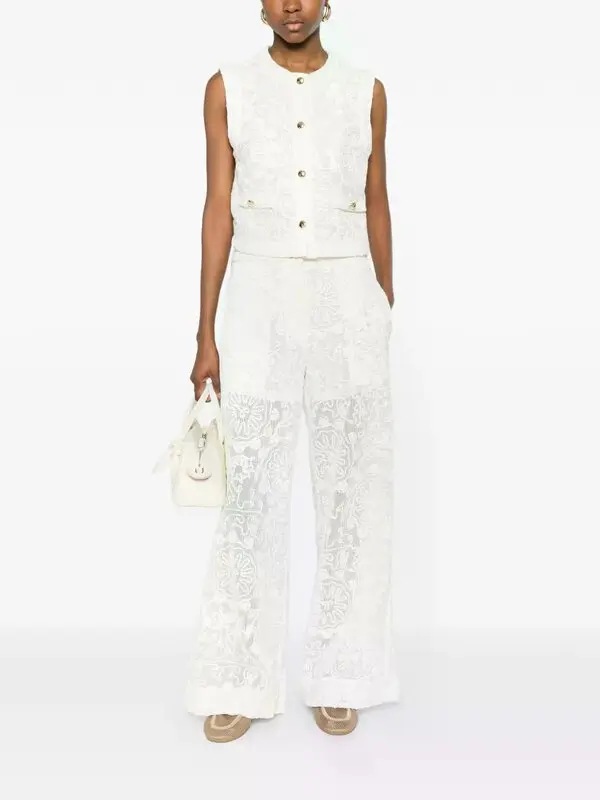 Maje Floral Guipure Buttoned Vest
