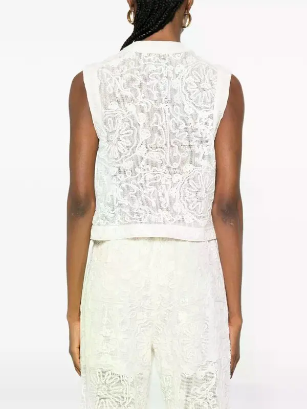 Maje Floral Guipure Buttoned Vest