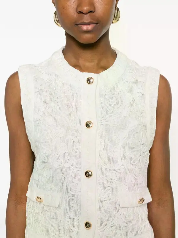 Maje Floral Guipure Buttoned Vest