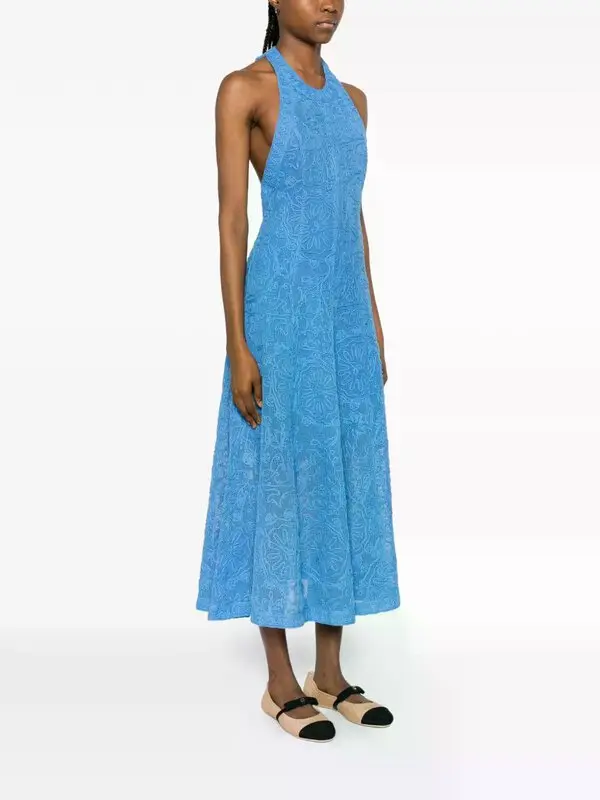 Maje Open-back Halterneck Embroidered Guipure Midi Dress