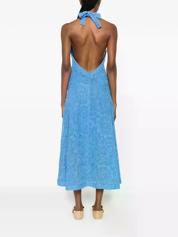 Maje Open-back Halterneck Embroidered Guipure Midi Dress