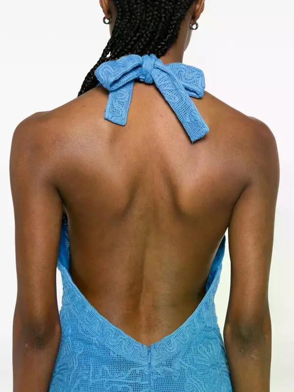 Maje Open-back Halterneck Embroidered Guipure Midi Dress