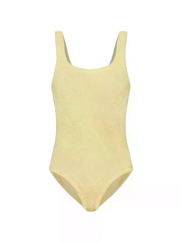 Hunza G Square-neck Crinkled One-piece Swimsuit - Yellow