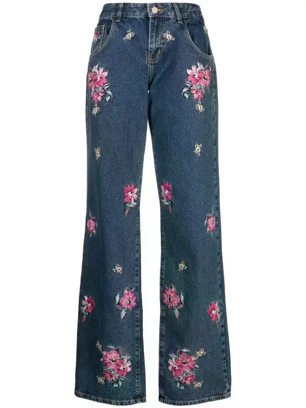 BLUGIRL Floral-embroidered Flared Jeans