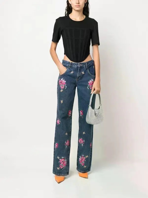 BLUGIRL Floral-embroidered Flared Jeans