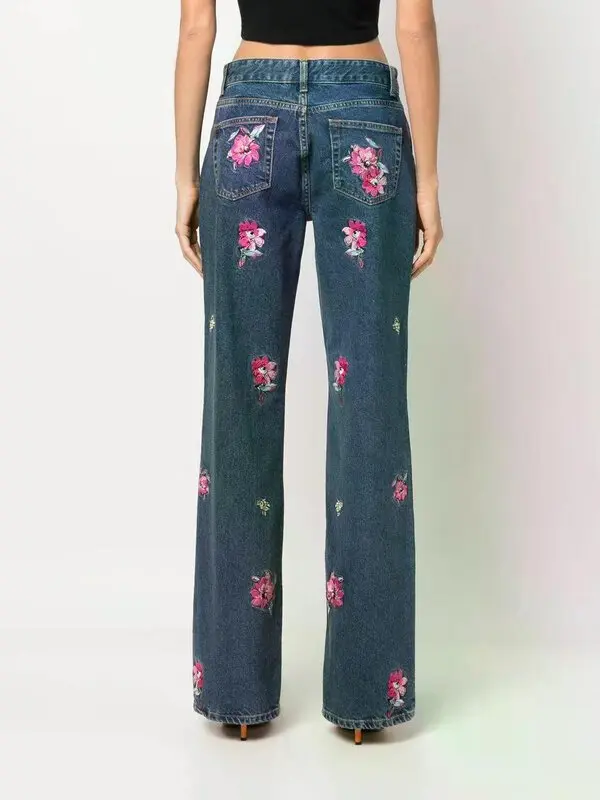 BLUGIRL Floral-embroidered Flared Jeans