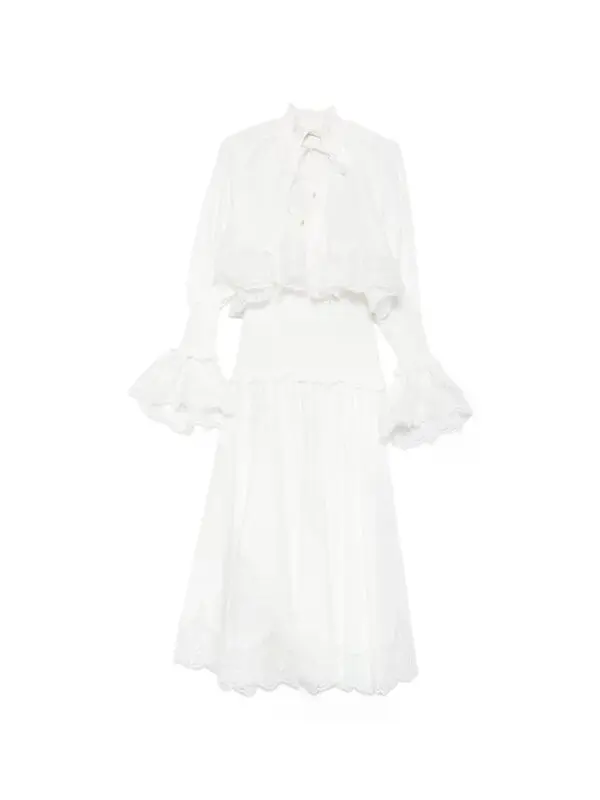 Zimmermann Lace-detail Ruffle Midi Dress