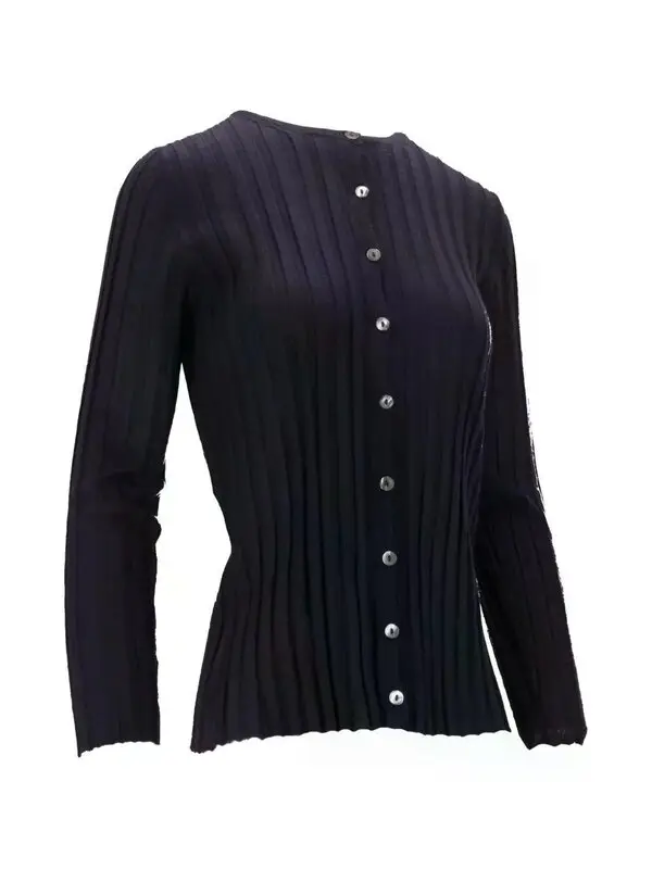 LA ROSE Ribbed Button Cardigan - Blue