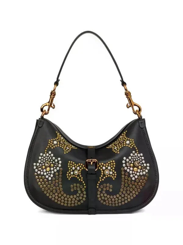 Etro Studded Leather Shoulder Bag - Black