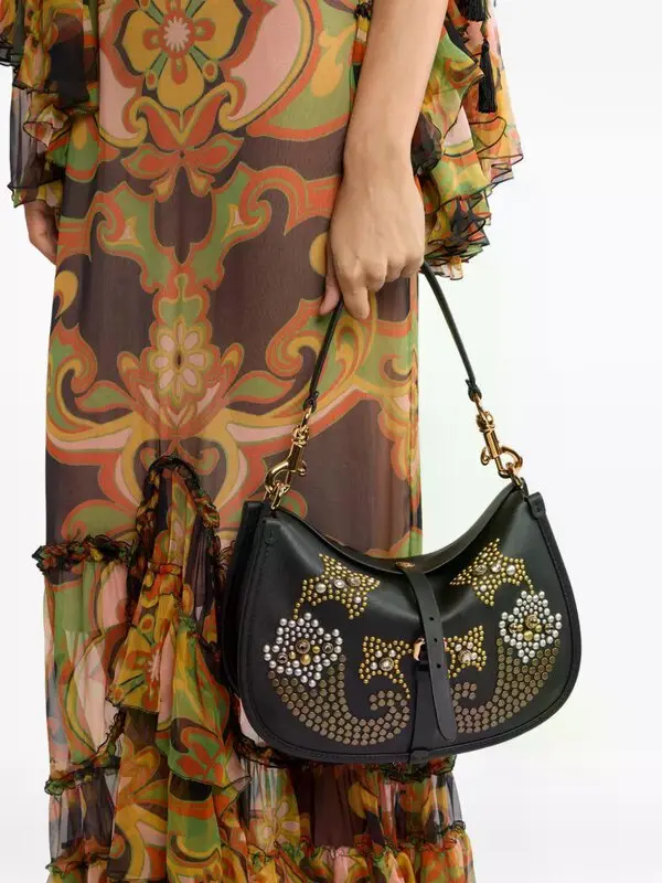 Etro Medium Leather Pony Bag With Paisley Studs