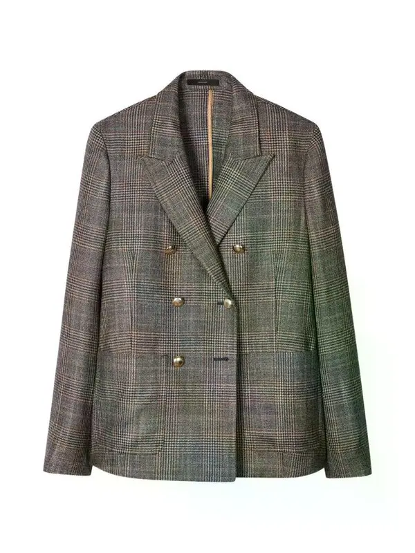 Paul Smith Double-breasted Check Blazer - Grey