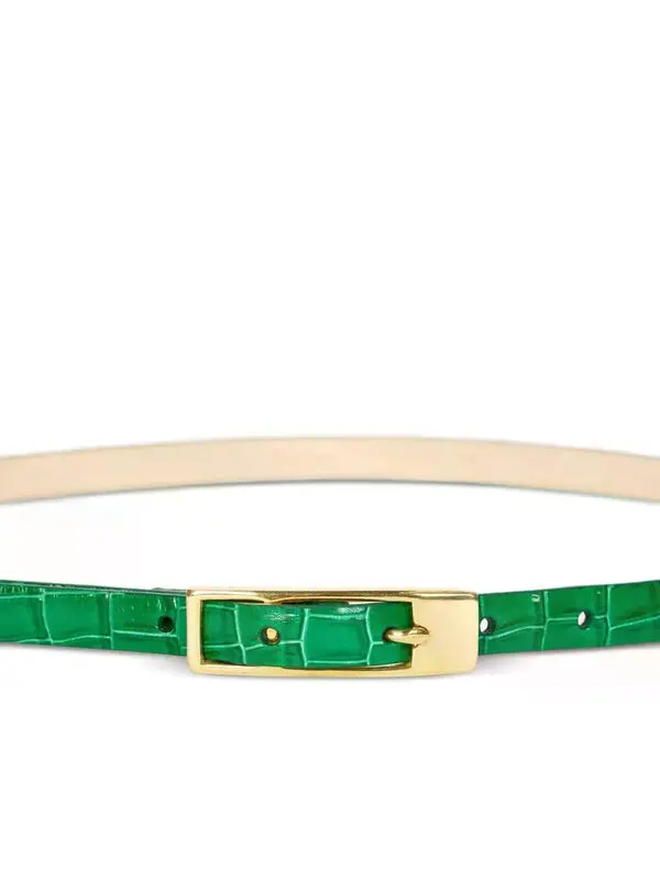 Paul Smith Crocodile-effect Belt With Buckle - Green