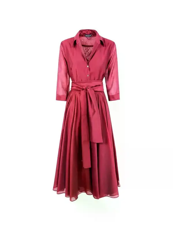 DRHOPE Tie-waist Shirt Dress - Red