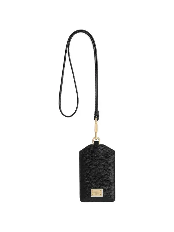 Dolce & Gabbana Dauphine Calfskin Keychain With Plate - Black