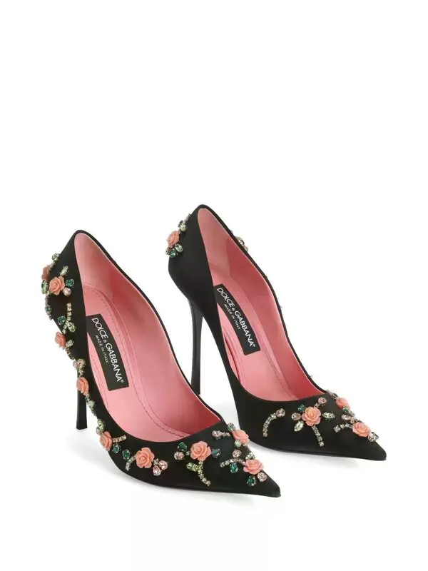 Dolce & Gabbana Embellished Satin Pumps - Black