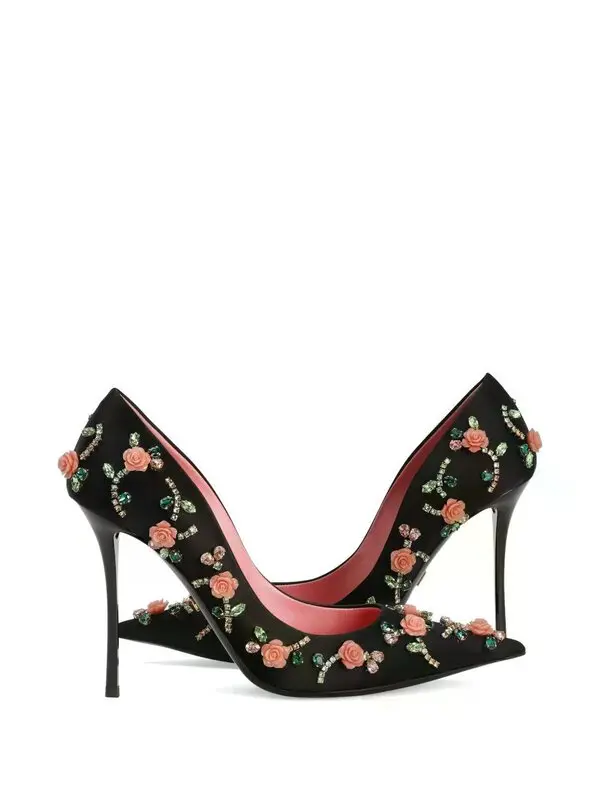 Dolce & Gabbana Embellished Satin Pumps - Black